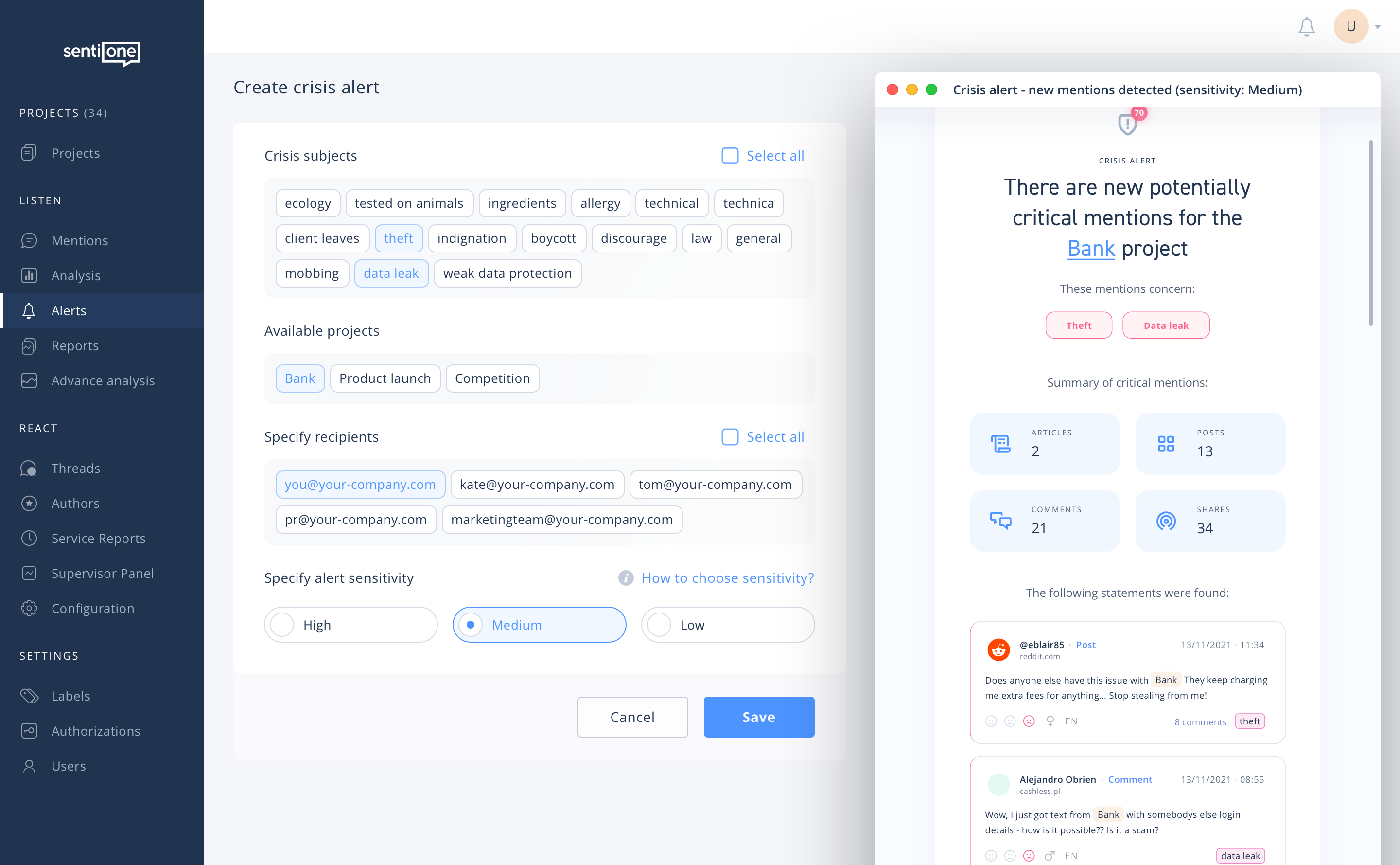 SentiOne Listen: Prevención de crisis